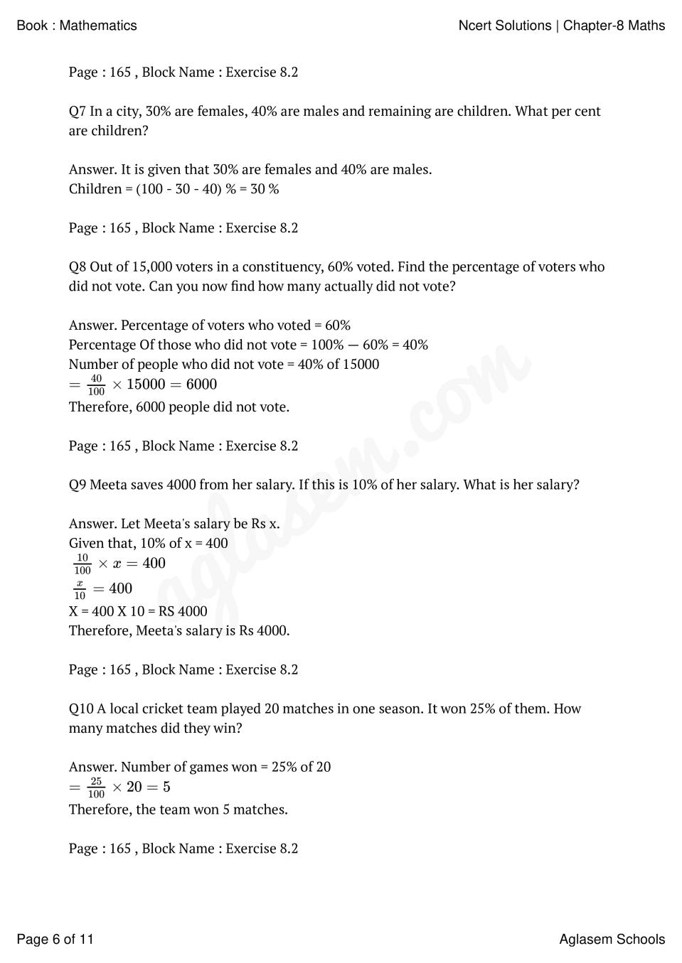 NCERT Solutions For Class 7 Maths Chapter 7 Comparing Quantities PDF 
