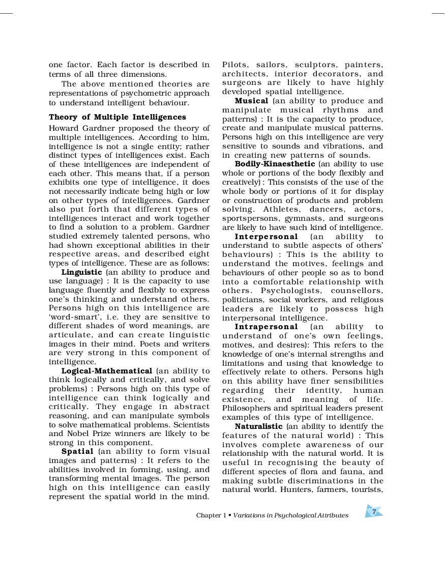 RBSE Book Class 12 Psychology Chapter 1 Variations In Psychological RBSE Book Class 12 Psychology Chapter 1 Variations In Psychological
