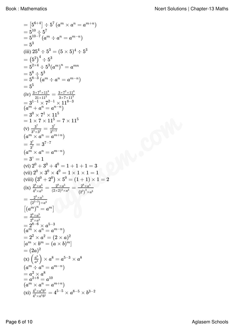 NCERT Solutions For Class 7 Maths Chapter 11 Exponents And Powers PDF NCERT Solutions For Class 7 Maths Chapter 11 Exponents And Powers PDF