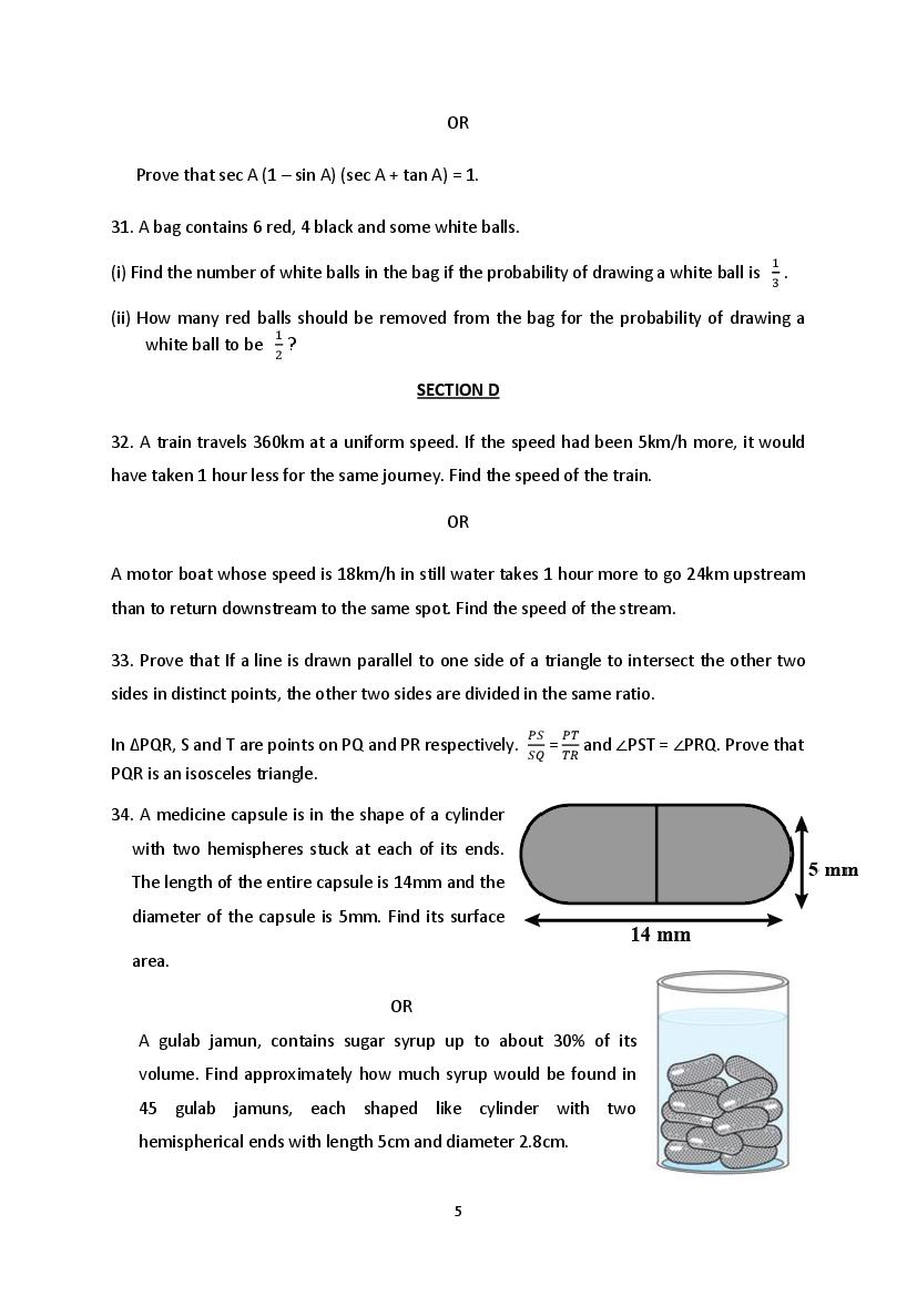 CBSE Class 10 Maths Basic Sample Paper 2024 PDF 