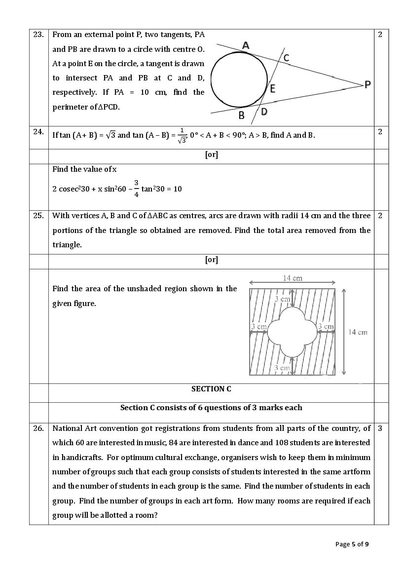 CBSE Class 10 Maths Standard Sample Paper 2024 PDF With Solutions CBSE Class 10 Maths Standard Sample Paper 2024 PDF With Solutions
