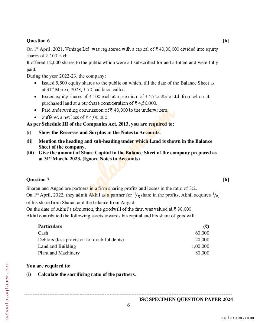 ISC History Specimen Paper 2024 (PDF) - CISCE Class 12 History Sample Paper