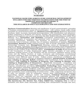 NABARD Grade A Syllabus 2020 Company Secretary