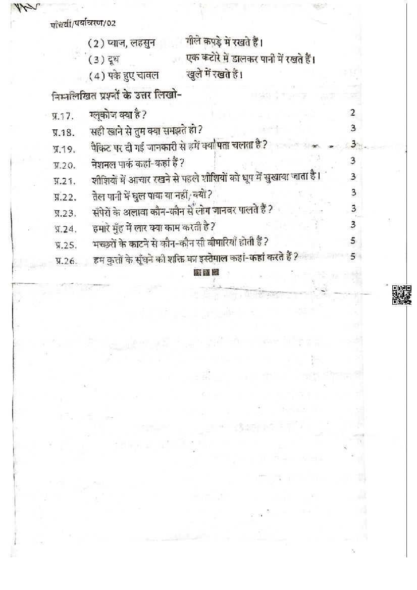 MP Board Class 5th EVS Trimasik Paper 2025-26 (PDF) - Download MP Quarterly Exam PYQP - AglaSem