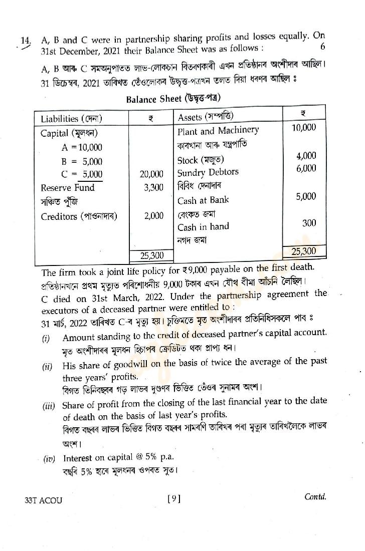 AHSEC Class 12 Accountancy Question Paper 2024 (PDF) - Assam Board HS ... AHSEC Class 12 Accountancy Question Paper 2024 (PDF) - Assam Board HS ...