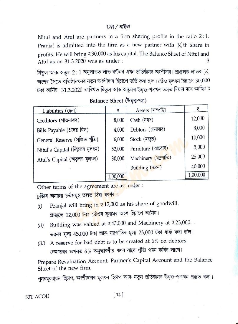 AHSEC Class 12 Accountancy Question Paper 2024 (PDF) - Assam Board HS ... AHSEC Class 12 Accountancy Question Paper 2024 (PDF) - Assam Board HS ...