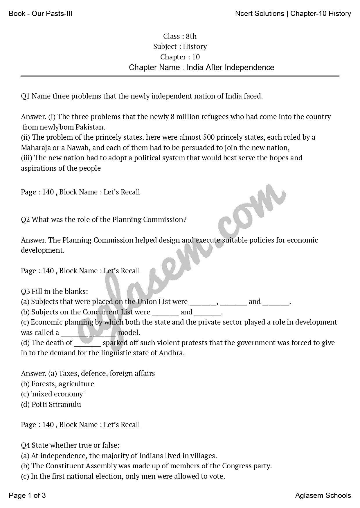 NCERT Solutions Class 8 Social Science History Chapter 10 India After NCERT Solutions Class 8 Social Science History Chapter 10 India After