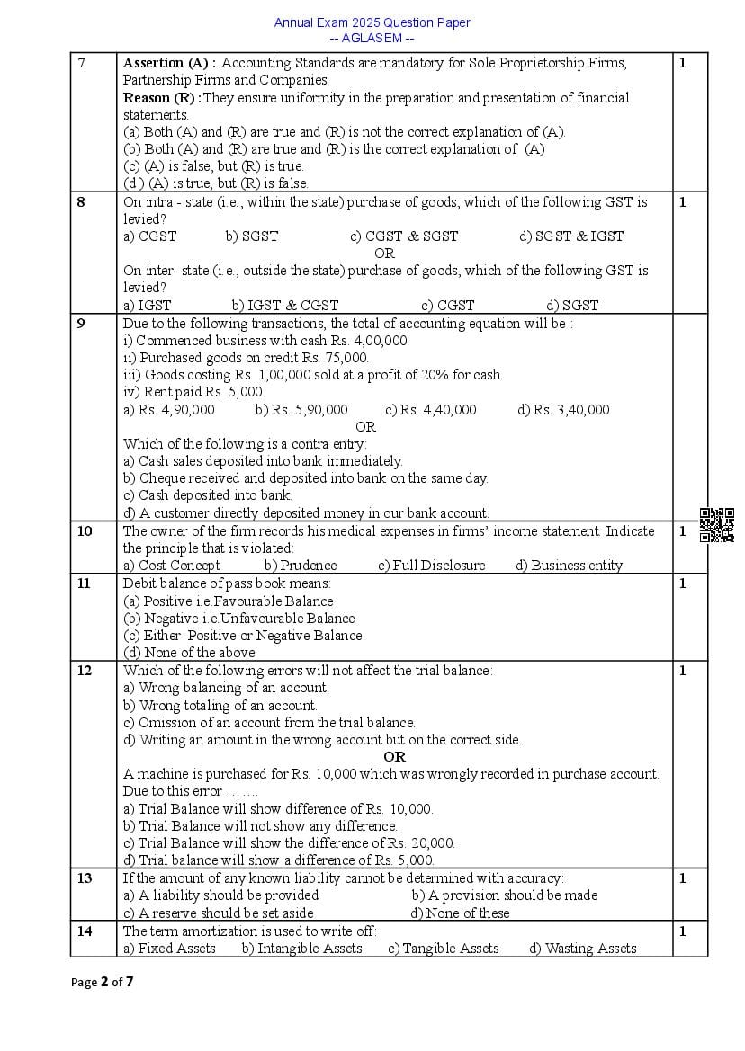 Class 11 Accountancy Question Paper 2025 (PDF) - Download 11th Std Annual Exam Accountancy ...
