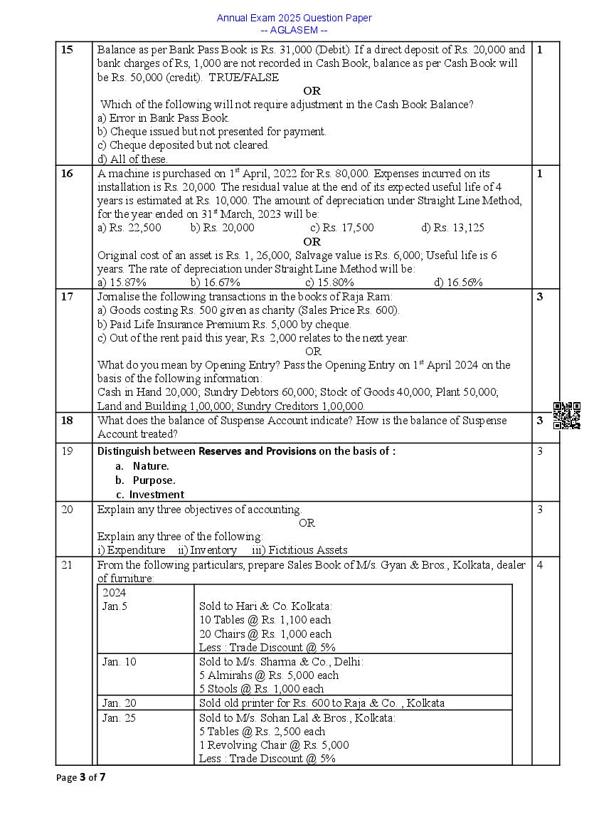 Class 11 Accountancy Question Paper 2025 (PDF) - Download 11th Std ...