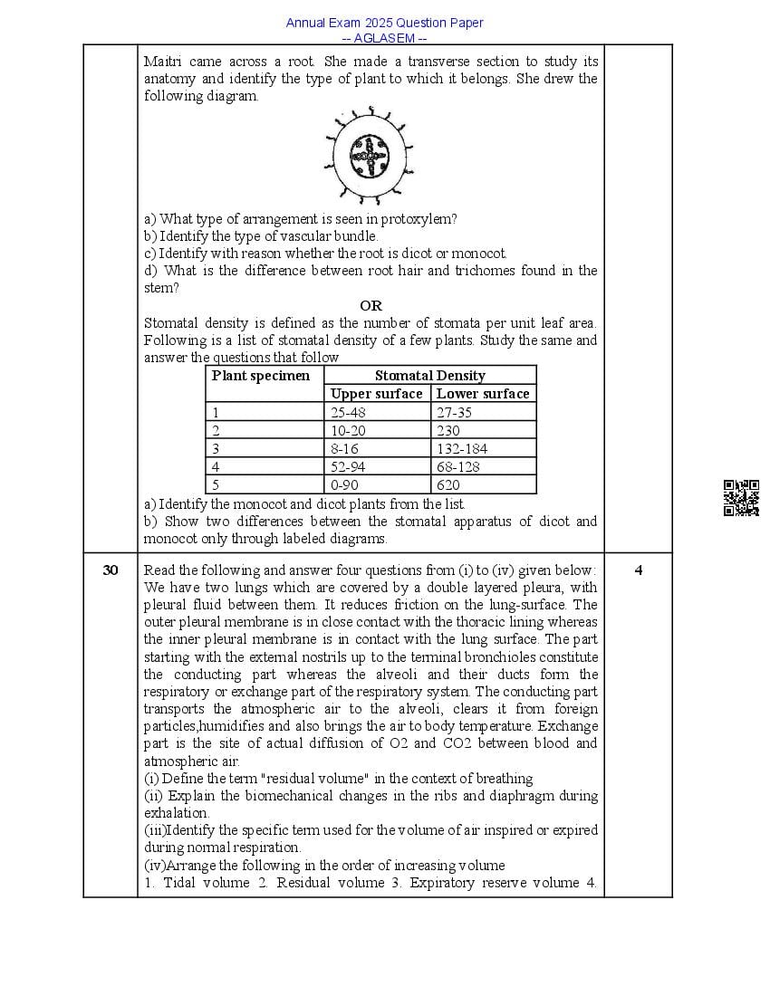 Class 11 Biology Question Paper 2025 (PDF) - Download 11th Std Annual ...