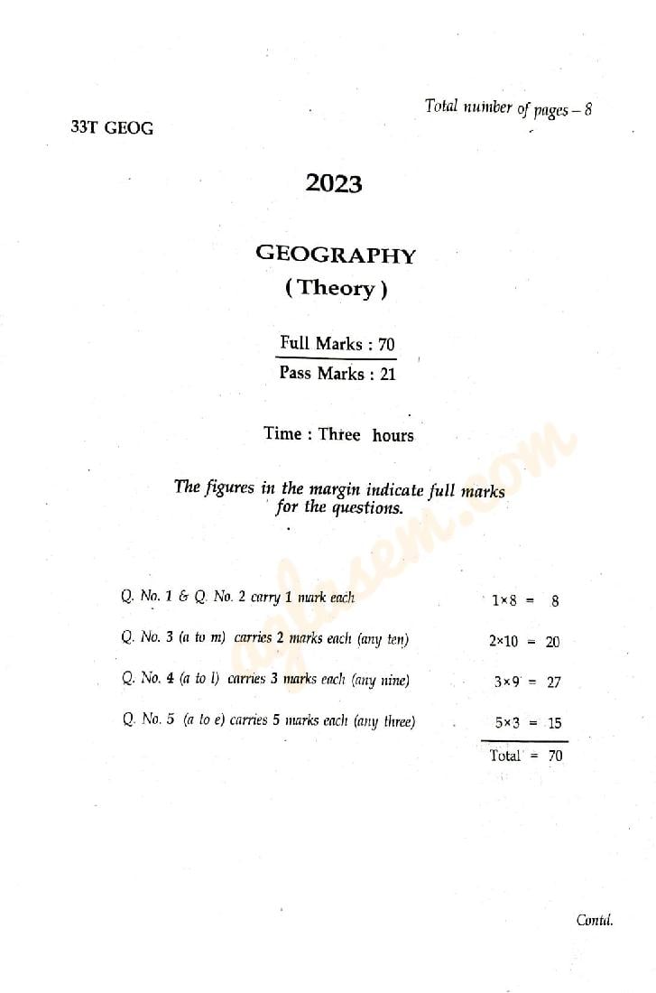 AHSEC Class 12 Geography Question Paper 2024 (PDF) - Assam Board HS 2nd ... AHSEC Class 12 Geography Question Paper 2024 (PDF) - Assam Board HS 2nd ...