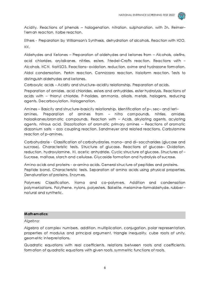 NEST Syllabus 2023 (PDF) - Download Here