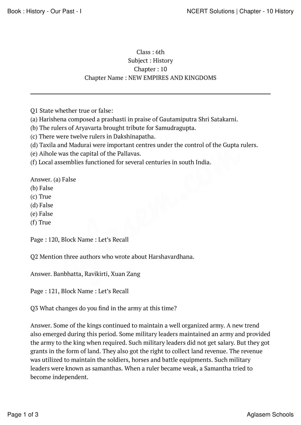 NCERT Solutions Class 6 History Chapter 10 New Empires And Kingdoms
