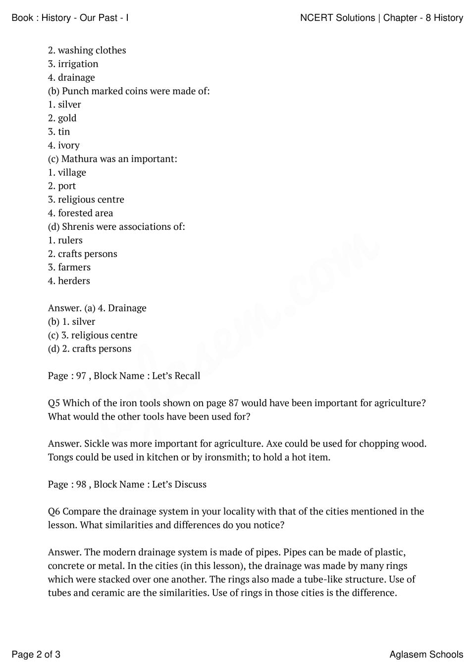 NCERT Solutions Class 6 Social Science History Chapter 8 Vital Villages NCERT Solutions Class 6 Social Science History Chapter 8 Vital Villages