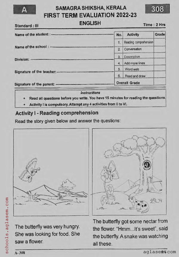 Class 3 English Onam Exam Question Paper 2023 PDF Kerala Std 3 Class 3 English Onam Exam Question Paper 2023 PDF Kerala Std 3