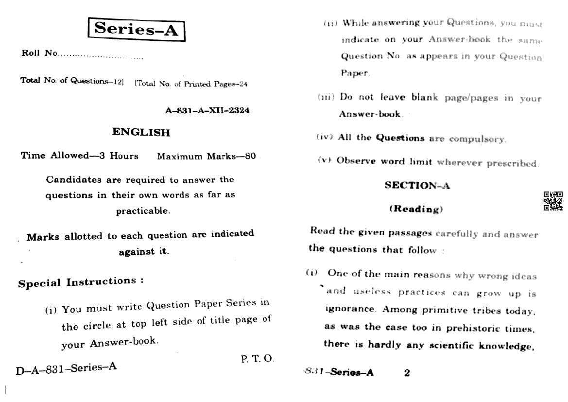 HP Board Class 12th English Question Paper 2024 (PDF) - AglaSem HP Board Class 12th English Question Paper 2024 (PDF) - AglaSem