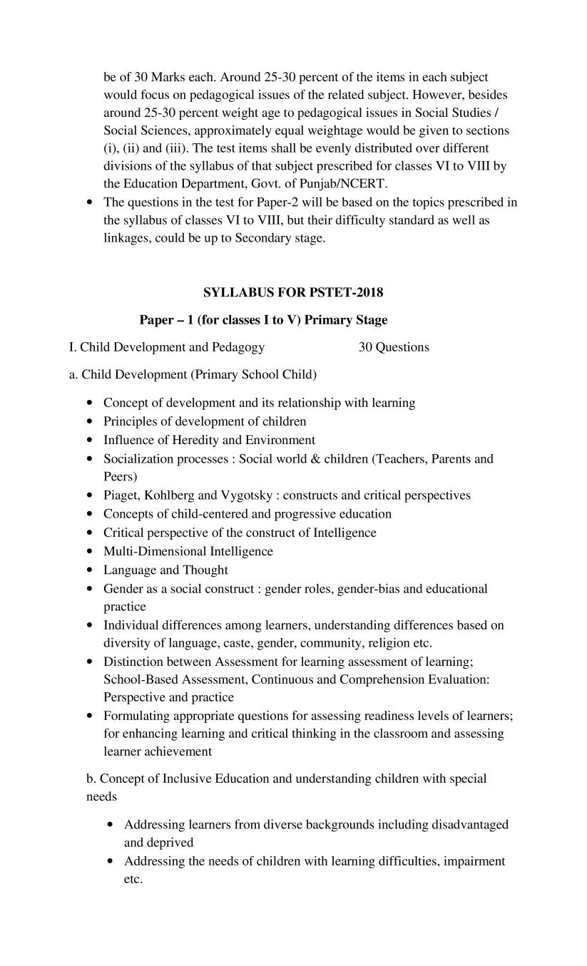 PSTET Syllabus 2021: Download PDF | AglaSem Career