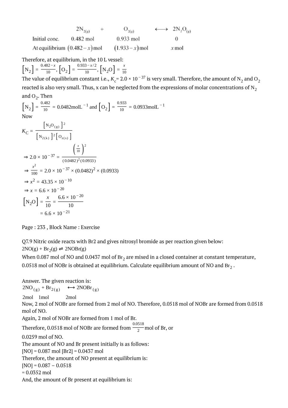 NCERT Solutions For Class 11 Chemistry Chapter 6 Equilibrium PDF NCERT Solutions For Class 11 Chemistry Chapter 6 Equilibrium PDF