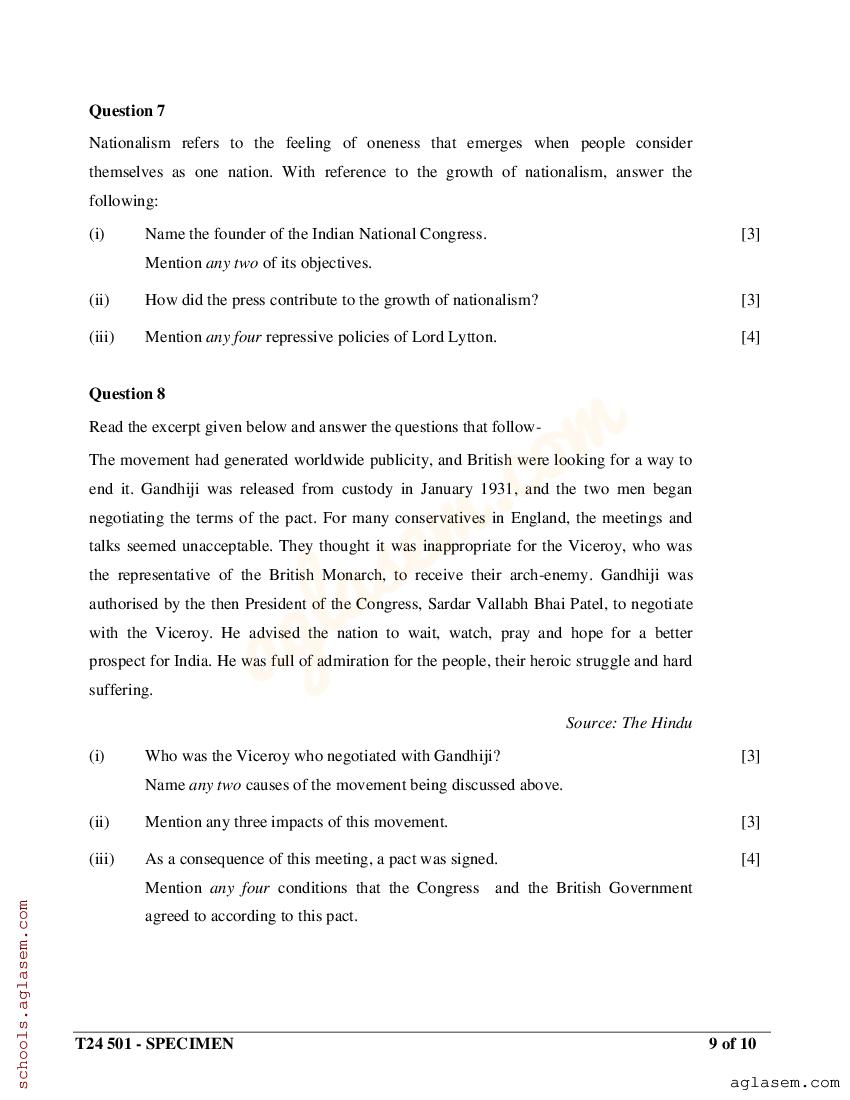 Icse Class 10 History Civics 2025 Paper Leaked Icse Class 10 Board Exam