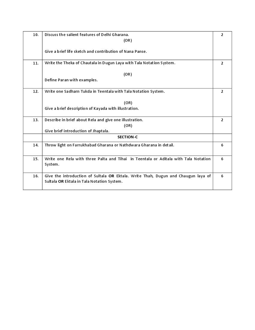 CBSE Class 10 Hindustani Music Melodic, Percussion, Vocal Sample Paper ...