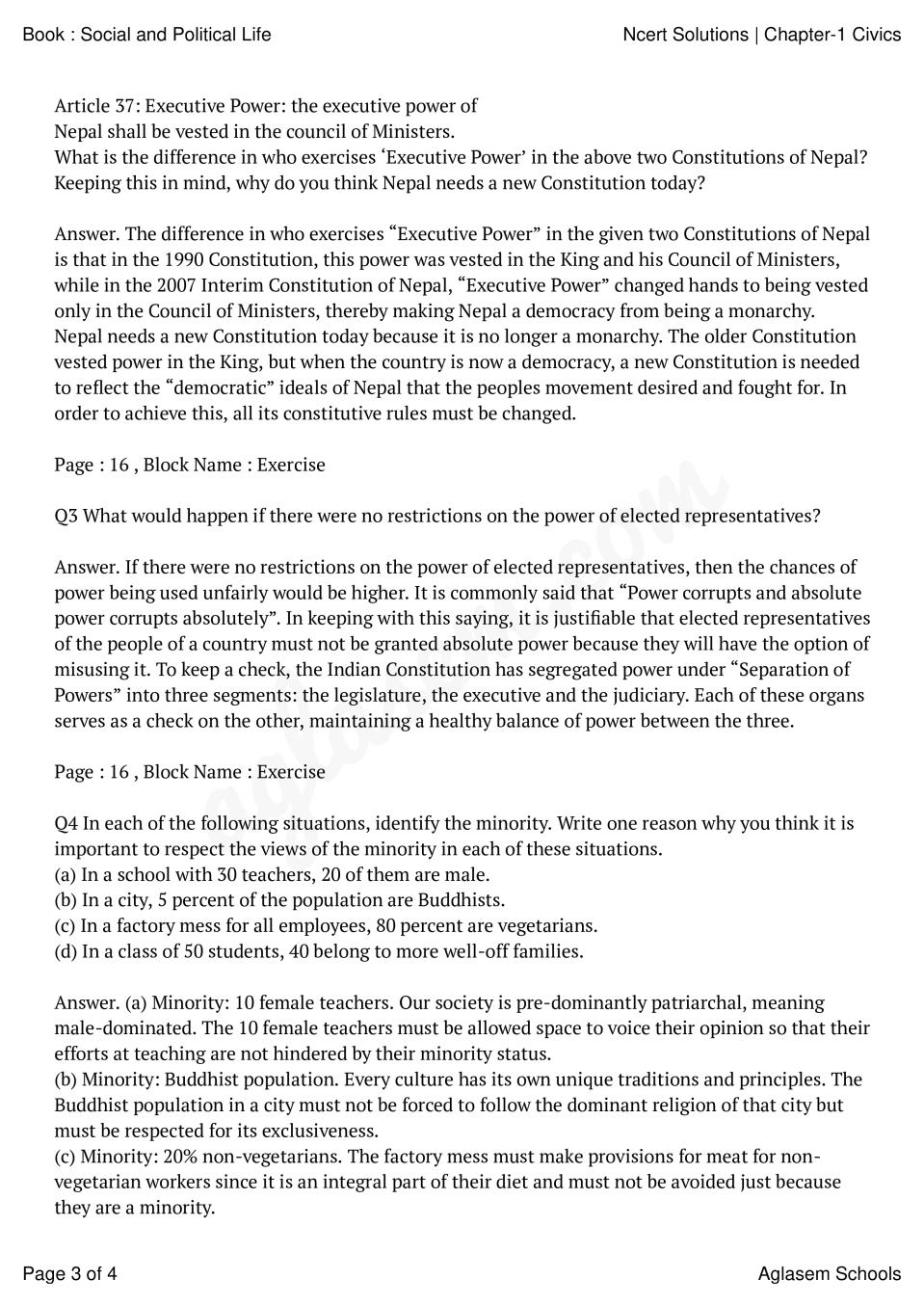 NCERT Solutions For Class 8 Civics Chapter 1 The Indian Constitution PDF 