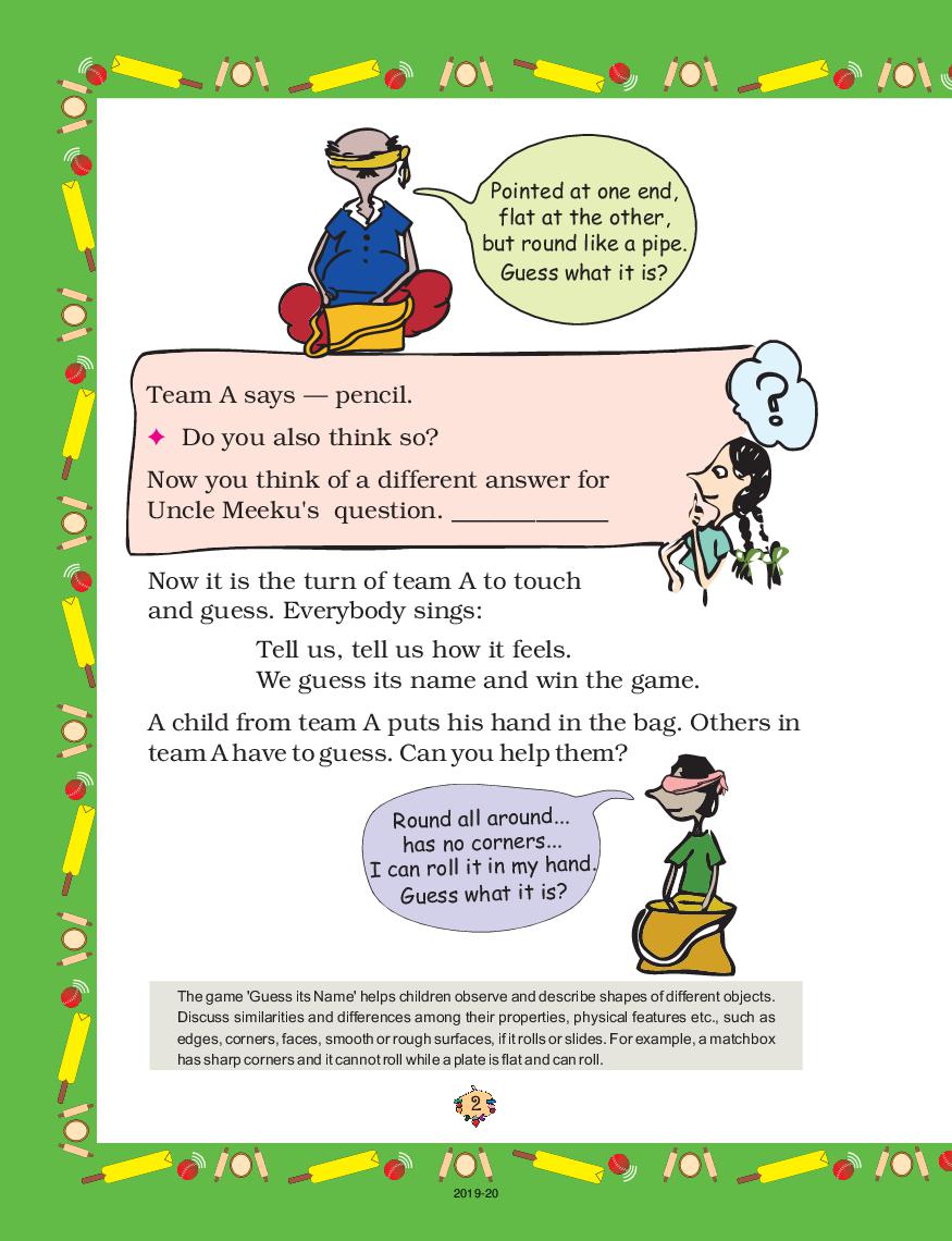 NCERT Book Class 2 Maths Chapter 1 What Is Long What Is Round 
