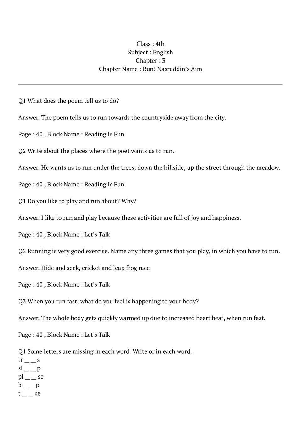 NCERT Solutions Class 4 English Unit 3 Chapter Nasruddin s Aim