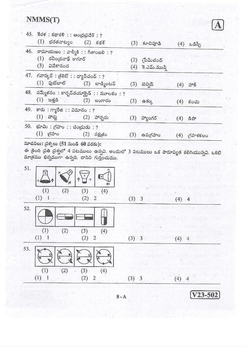 Andhra Pradesh NMMS 2023 Question Paper (PDF) - AglaSem