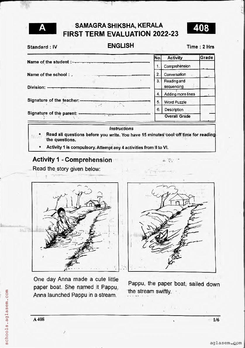 Class 4 English Onam Exam Question Paper 2023 PDF Kerala Std 4 Class 4 English Onam Exam Question Paper 2023 PDF Kerala Std 4