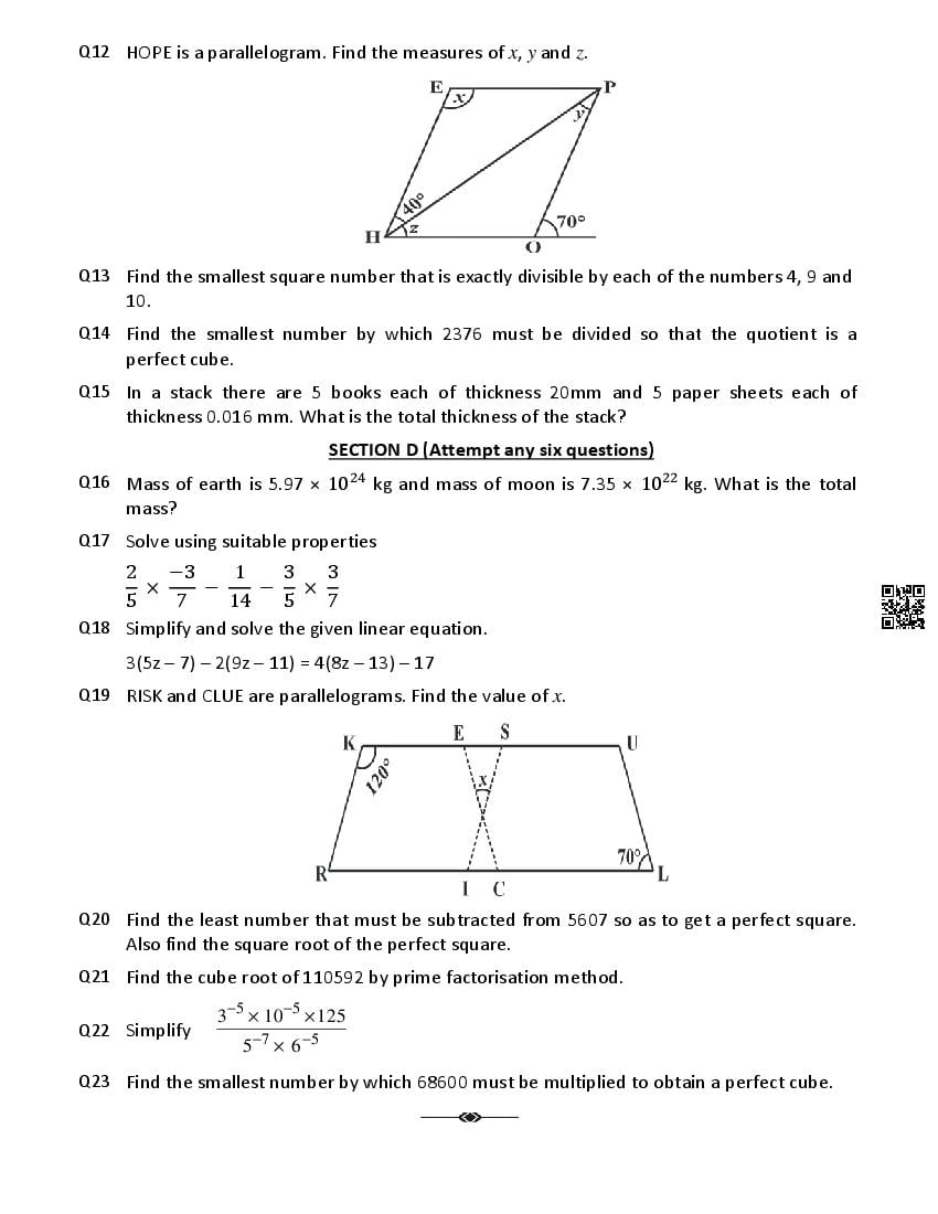 Class 8 Maths Half Yearly Question Paper 2025 | Download 8th Half ...