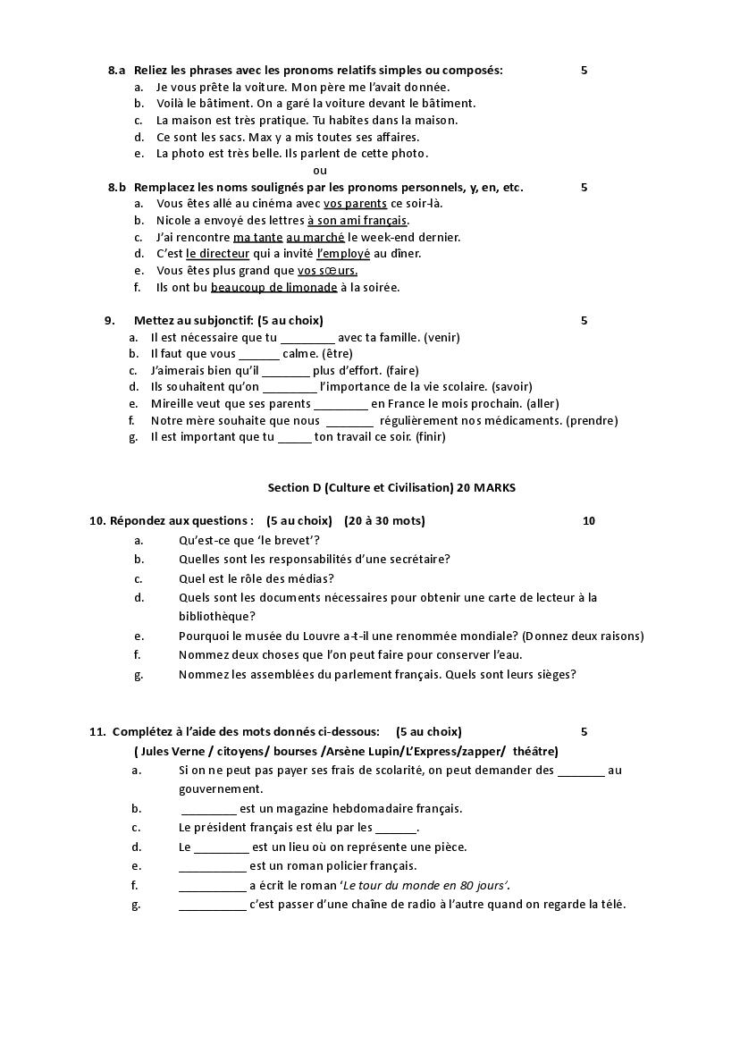 CBSE Class 10 French Sample Paper 2023 PDF Class 10 French Sample CBSE Class 10 French Sample Paper 2023 PDF Class 10 French Sample
