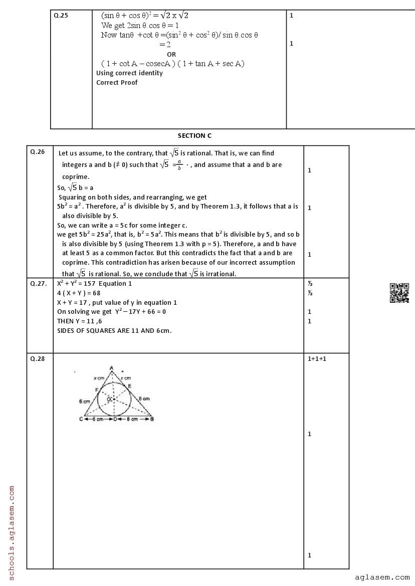 Class 10 Maths Standard Pre Board Sample Paper 2025 | Download Pre ...