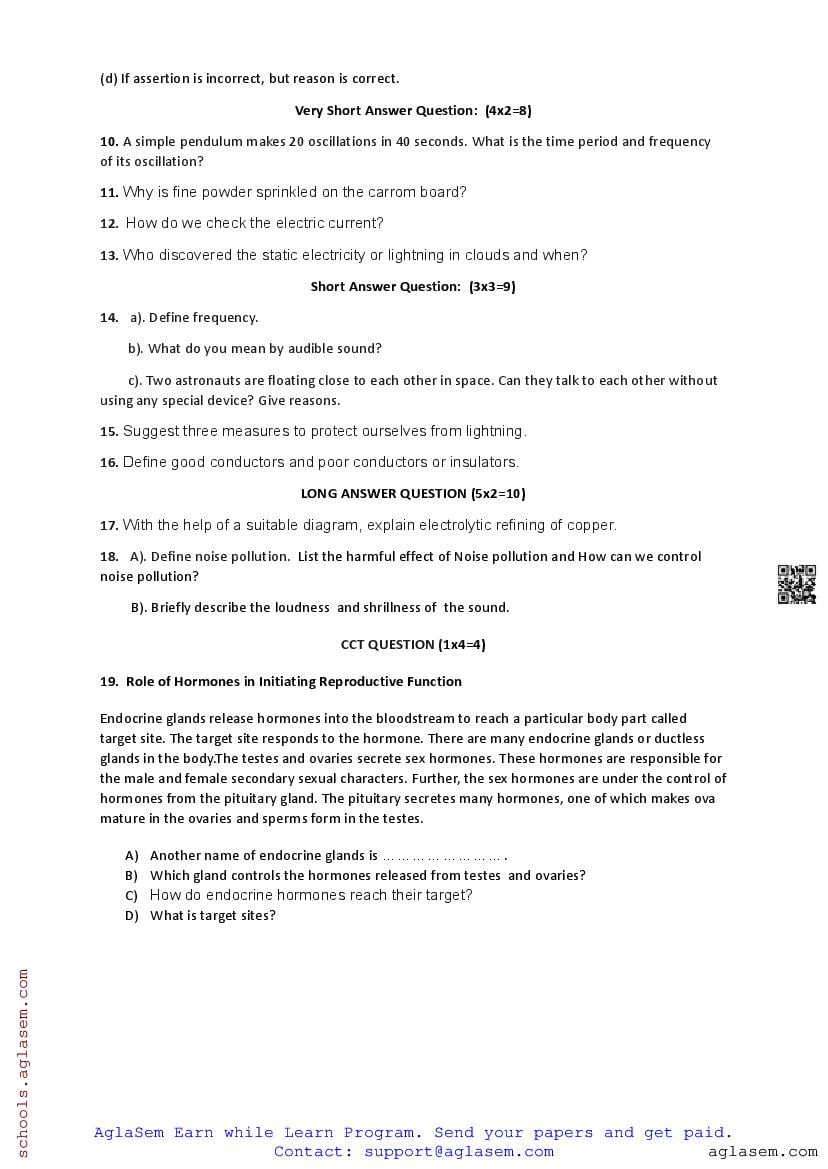 Class 8 PT 2 Question Paper Science 2023-24 | Download Periodic Test 2 ...