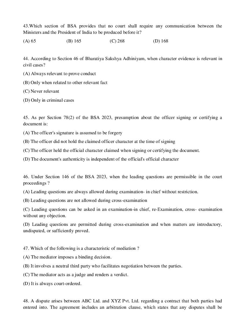 AIBE 19 Question Paper (with Answer Key) - Download AIBE 2024 Exam Paper PDF - AglaSem Admission