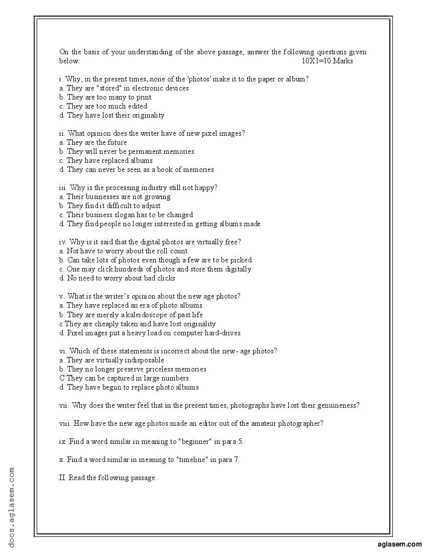 CBSE Class 11 English Sample Paper 2023 CBSE Class 11 English Sample Paper 2023