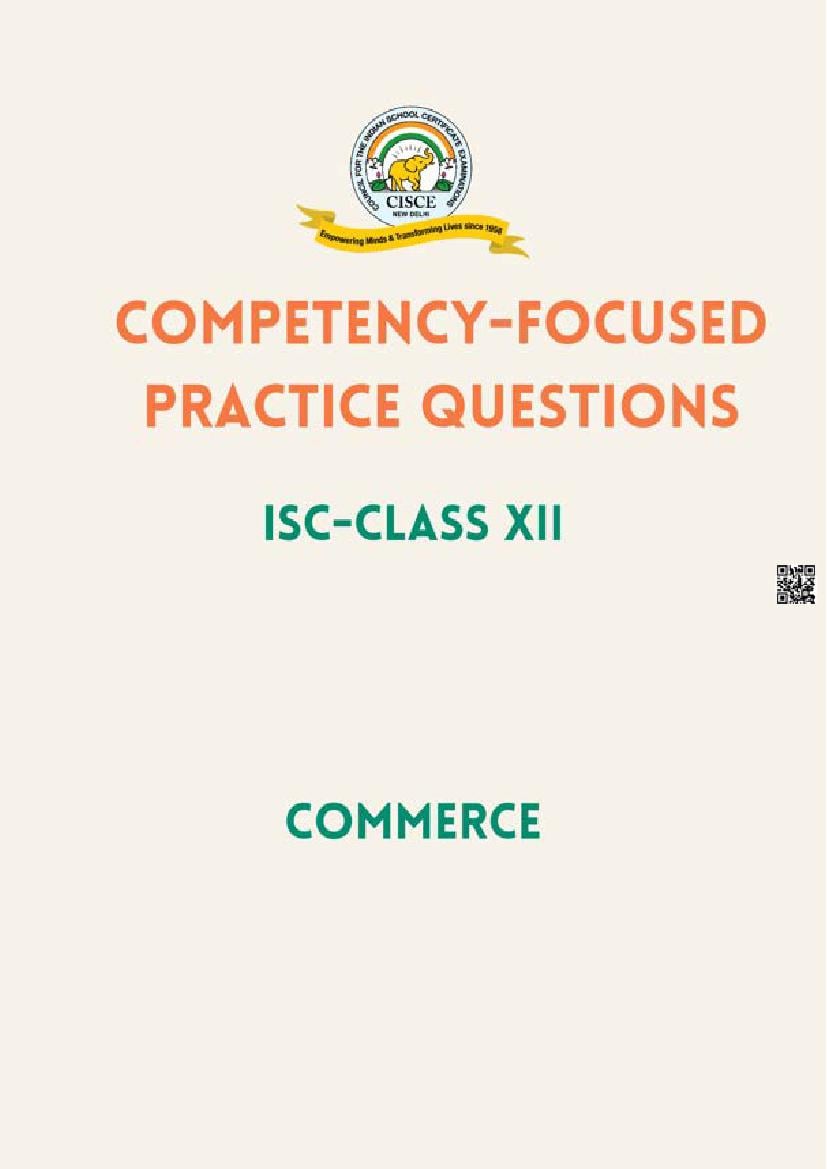 ISC Competency Based Questions Commerce | Class 12 Competency Practice Questions - AglaSem