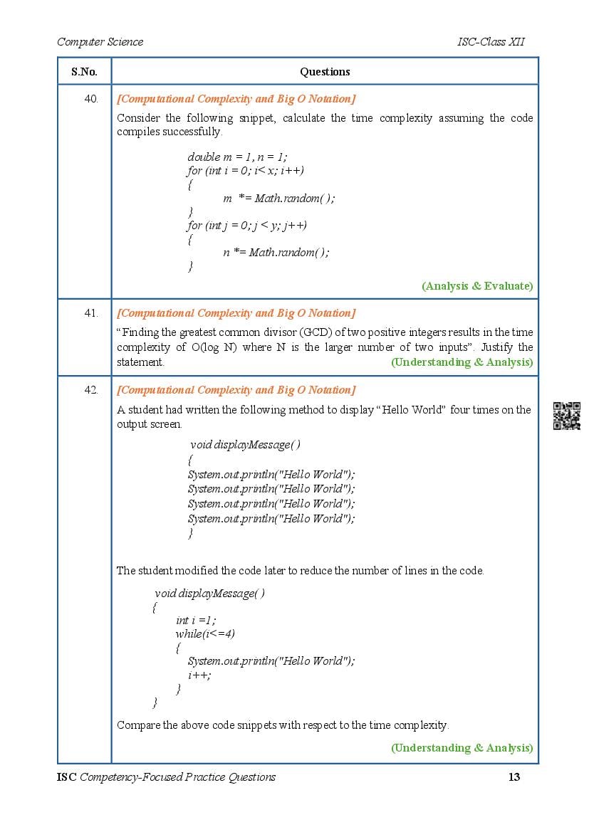 ISC Competency Based Questions Computer Science | Class 12 Competency ...