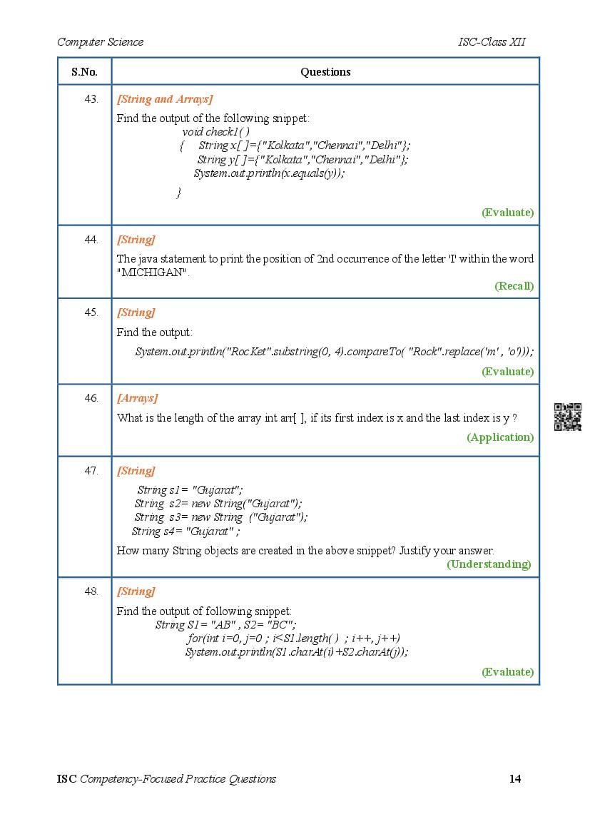 ISC Competency Based Questions Computer Science | Class 12 Competency ...
