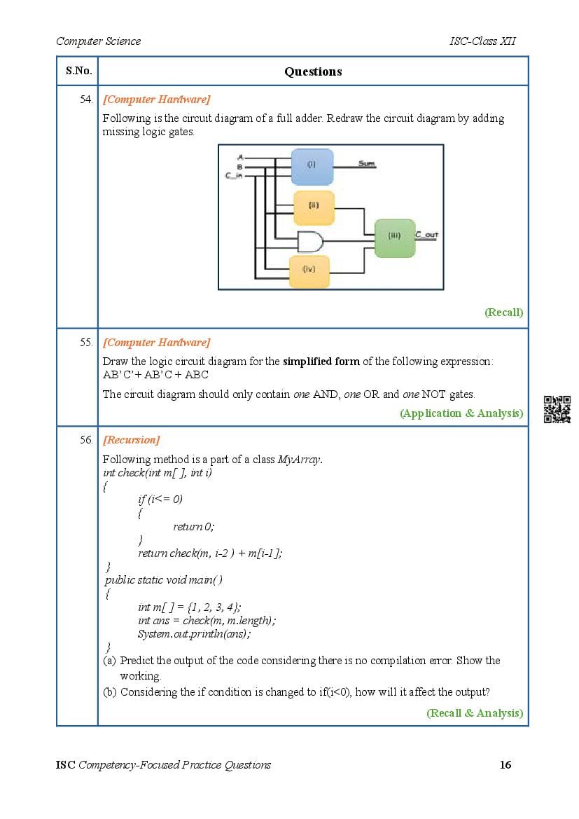 ISC Competency Based Questions Computer Science | Class 12 Competency ...
