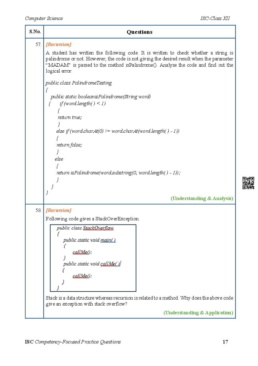 ISC Competency Based Questions Computer Science | Class 12 Competency Practice Questions - AglaSem