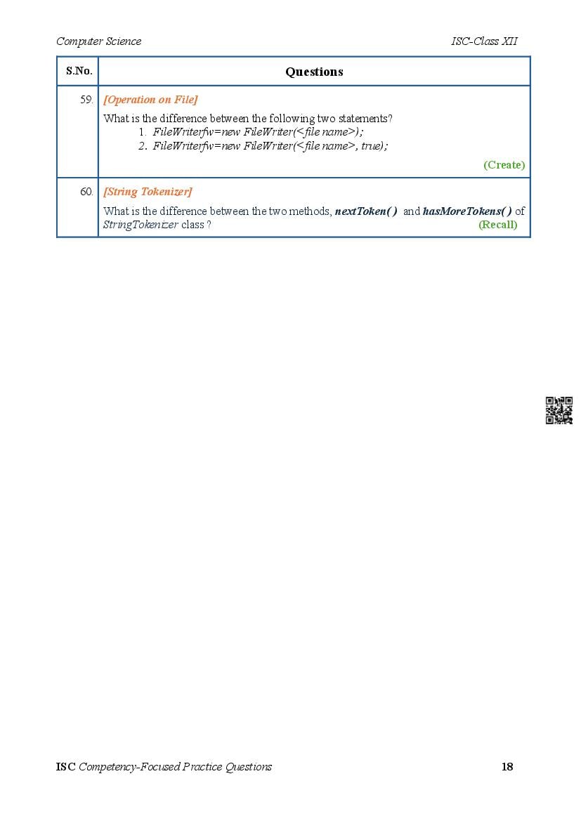 ISC Competency Based Questions Computer Science | Class 12 Competency ...