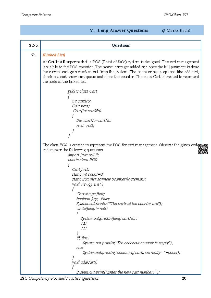 ISC Competency Based Questions Computer Science | Class 12 Competency ...