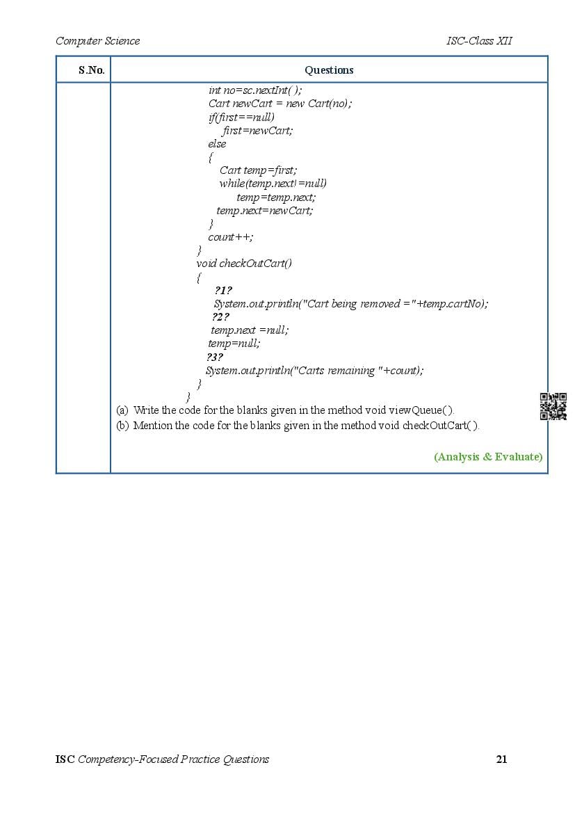 ISC Competency Based Questions Computer Science | Class 12 Competency ...