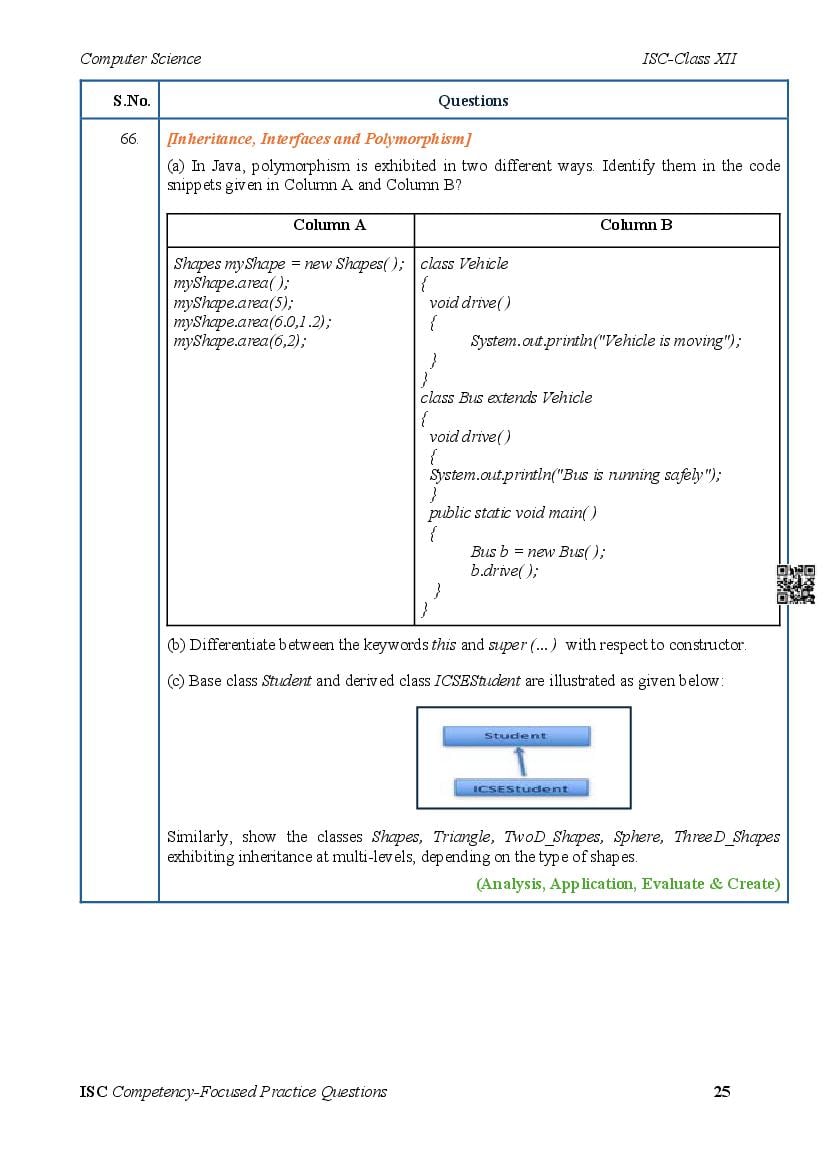 ISC Competency Based Questions Computer Science | Class 12 Competency ...