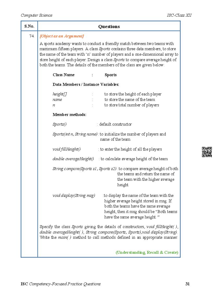 ISC Competency Based Questions Computer Science | Class 12 Competency ...