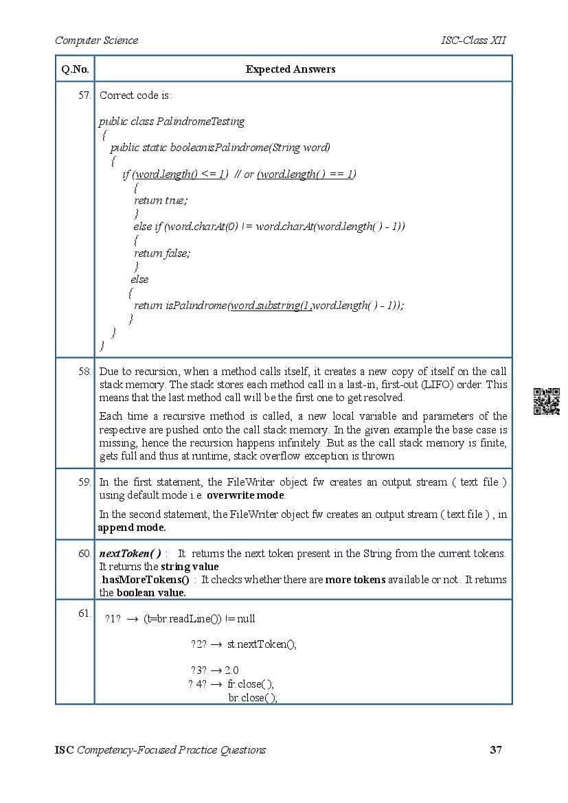 ISC Competency Based Questions Computer Science | Class 12 Competency Practice Questions - AglaSem