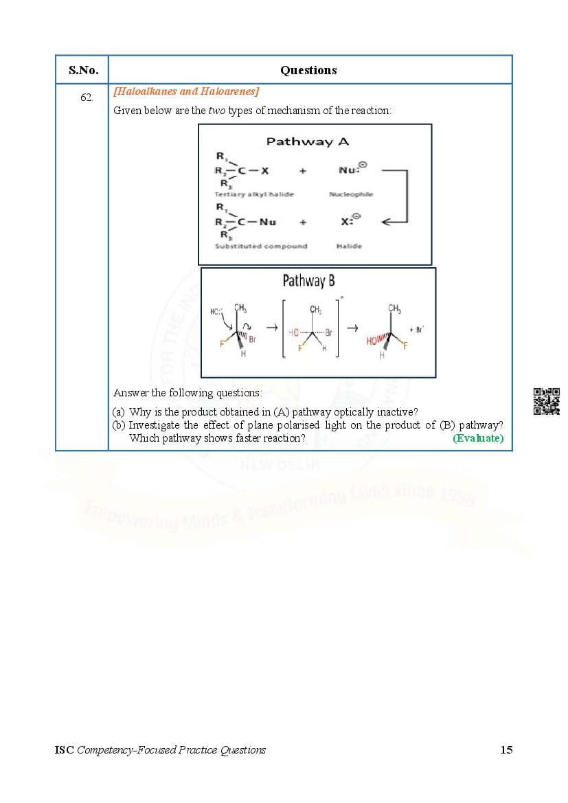 ISC Competency Based Questions Chemistry | Class 12 Competency Practice ...