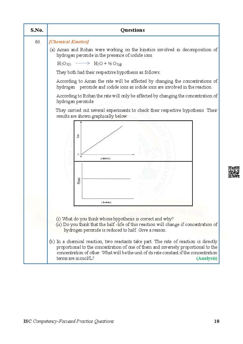 ISC Competency Based Questions Chemistry | Class 12 Competency Practice ...