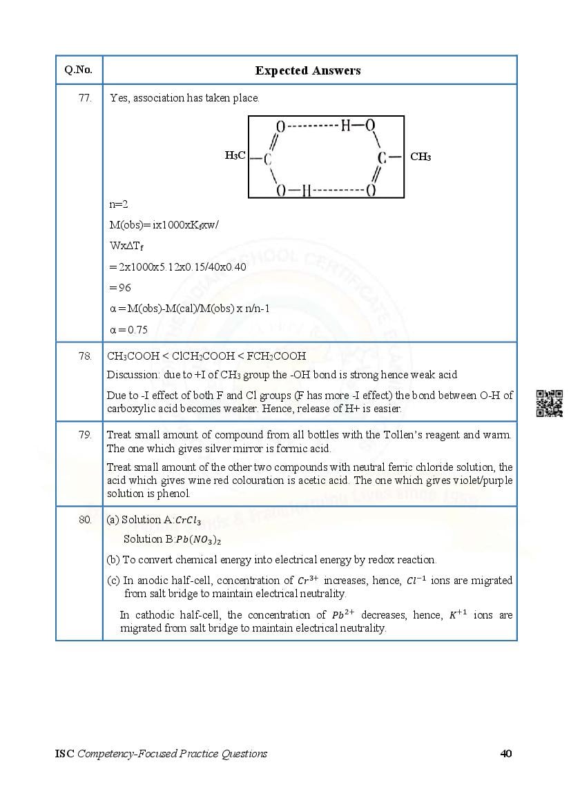 ISC Competency Based Questions Chemistry | Class 12 Competency Practice ...