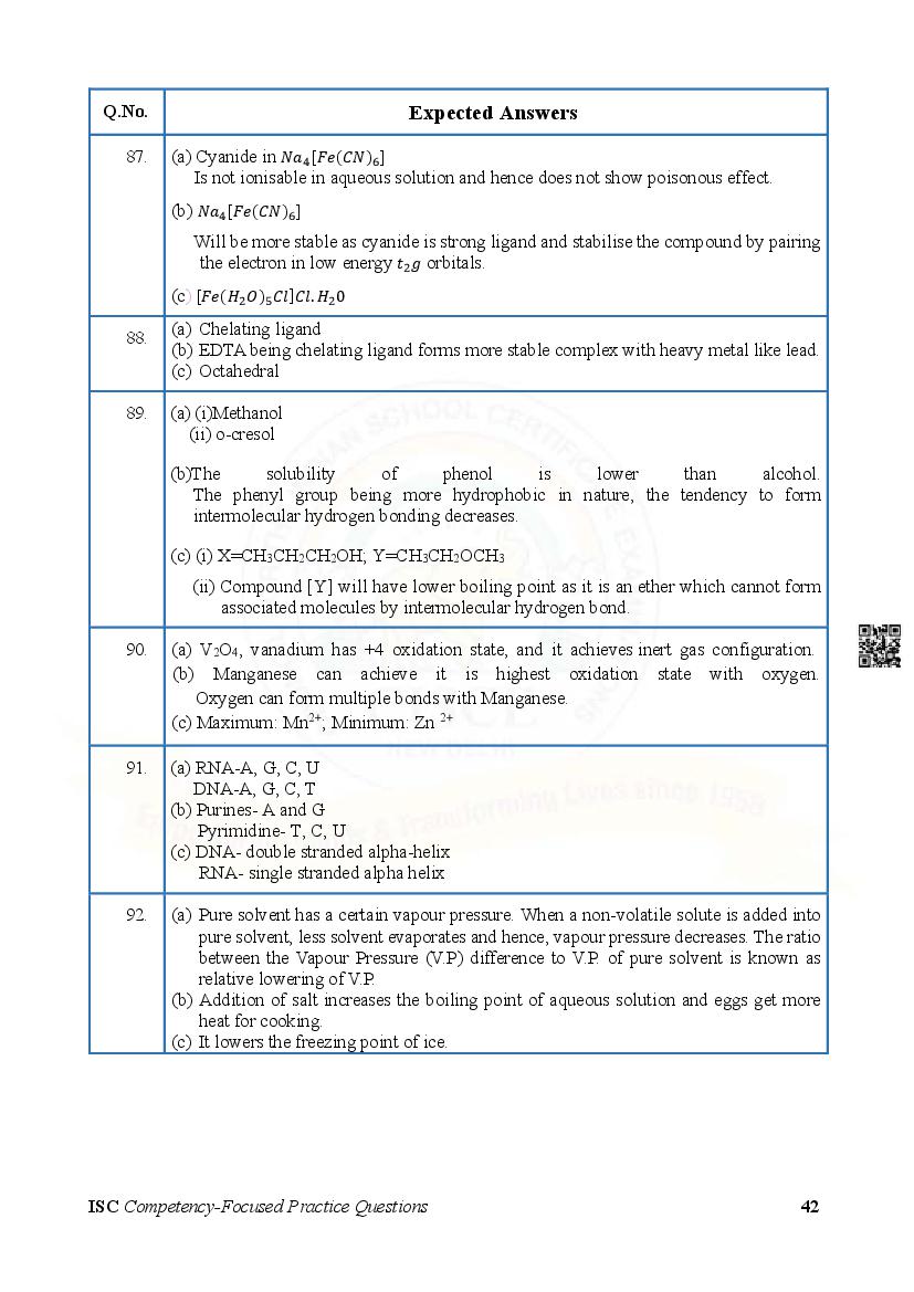ISC Competency Based Questions Chemistry | Class 12 Competency Practice ...